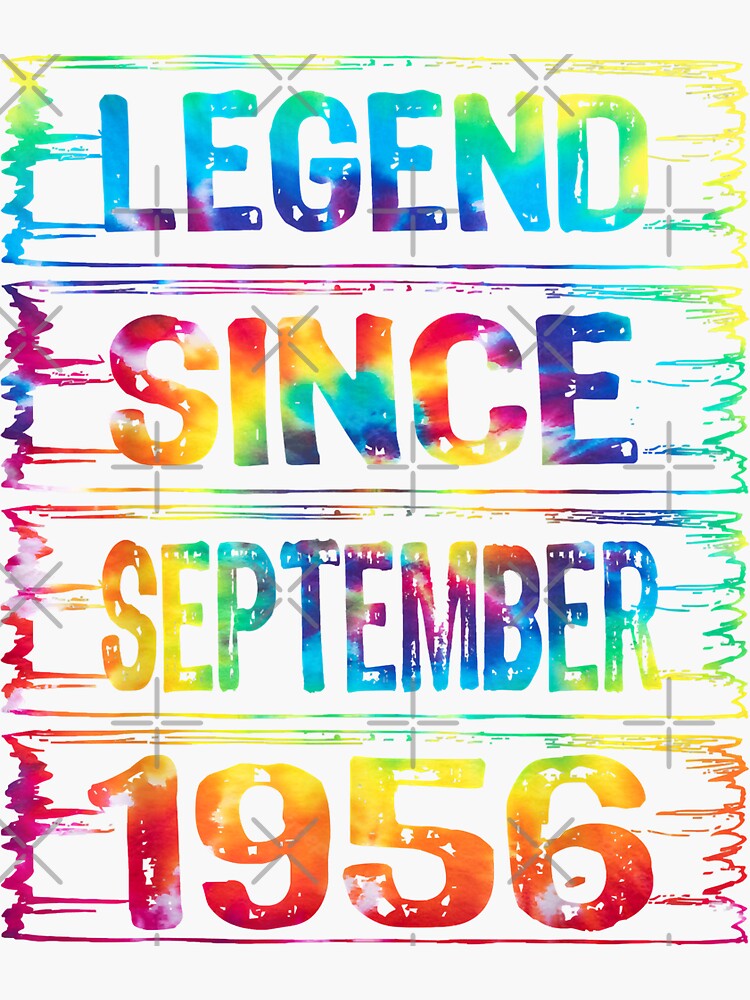 "September 66 Year Old Since 1956 66th Birthday Gift Tie Dye" Sticker ...
