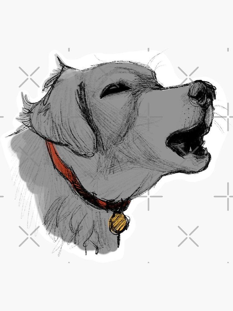 "Golden Retriever Barking" Sticker for Sale by alachiki | Redbubble