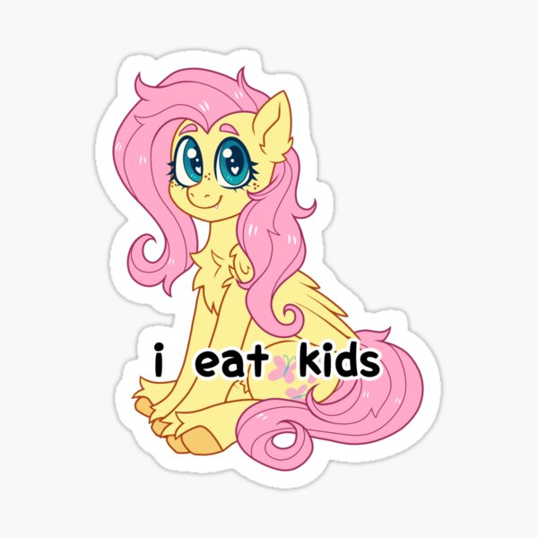 "Funny Fluttershy 'i eat kids'" Sticker for Sale by yumkandie | Redbubble