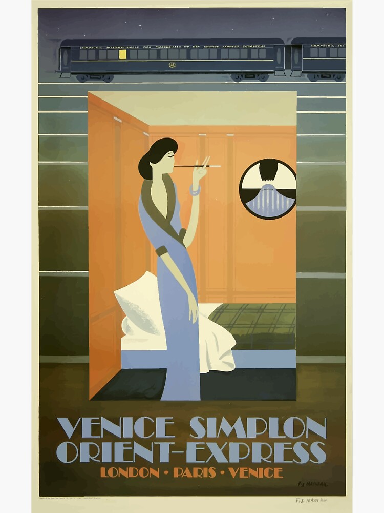 "Orient-Express retro poster, London, Paris and Venice" Sticker for ...