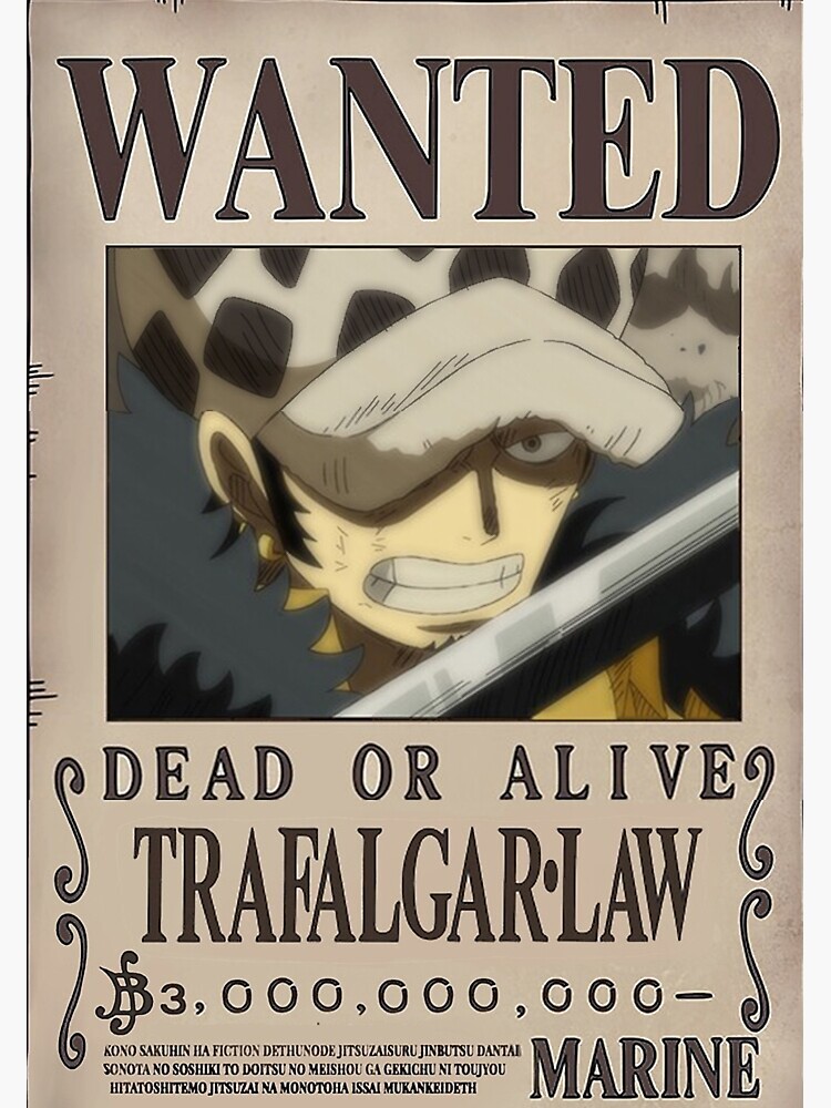 "Poster Wanted Trafalgar Law Wano 2022" Sticker for Sale by ...