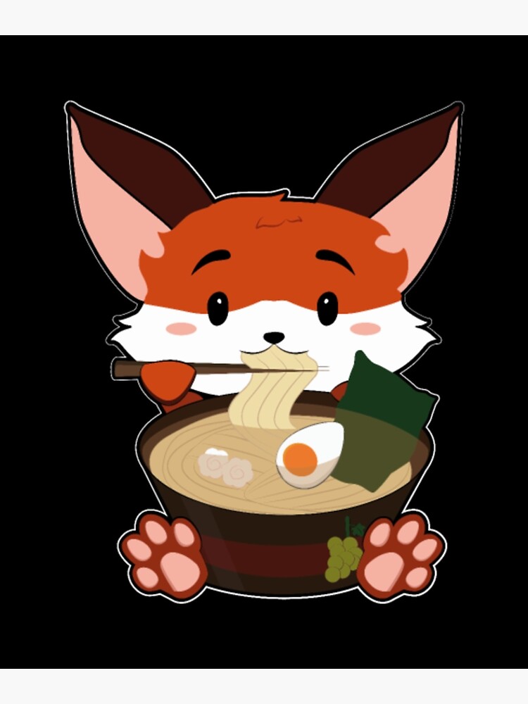 "Anime Cute Fox Japanese Ramen Noodles Kawaii" Poster for Sale by ...