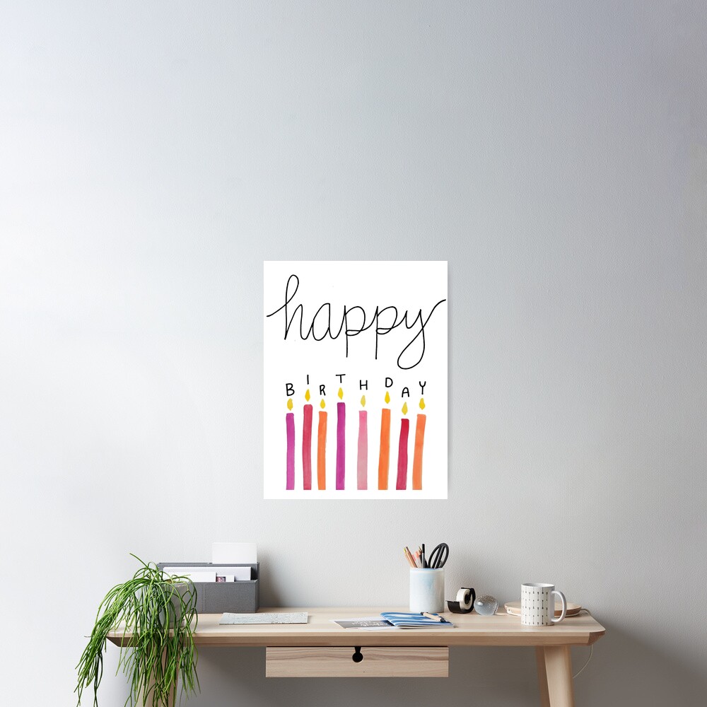 "happy birthday candles pink" Poster for Sale by areckewey | Redbubble