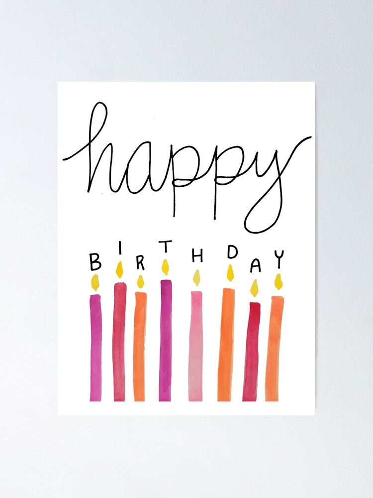 "happy birthday candles pink" Poster for Sale by Alison Stastny | Redbubble