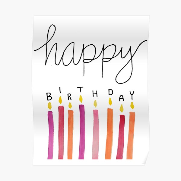 "happy birthday candles pink" Poster for Sale by areckewey | Redbubble