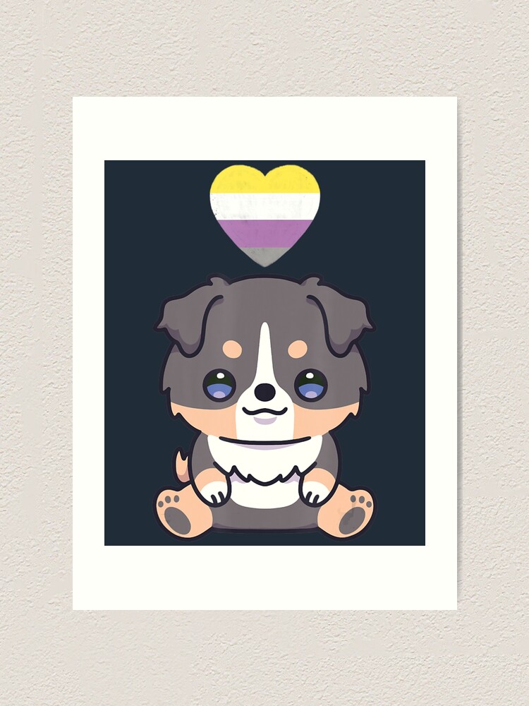 "Non-Binary Bernese Mountain Lgbtqia Pride Flag Kawaii Dog" Art Print ...