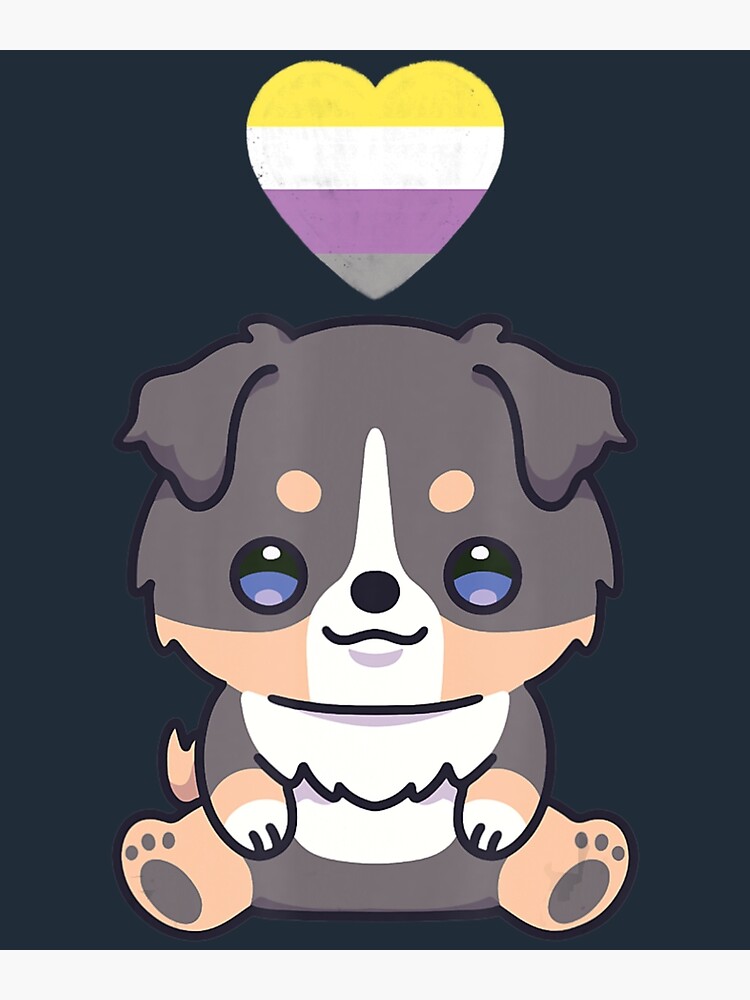 "Non-Binary Bernese Mountain Lgbtqia Pride Flag Kawaii Dog" Metal Print ...
