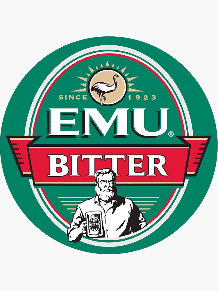 "emu bitter beer logo Local beer brewey logo " Sticker for Sale by ...