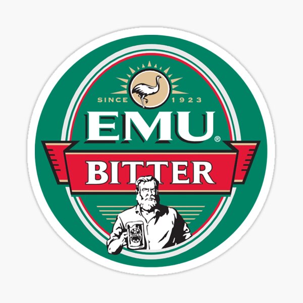 "emu bitter beer logo Local beer brewey logo " Sticker for Sale by ...