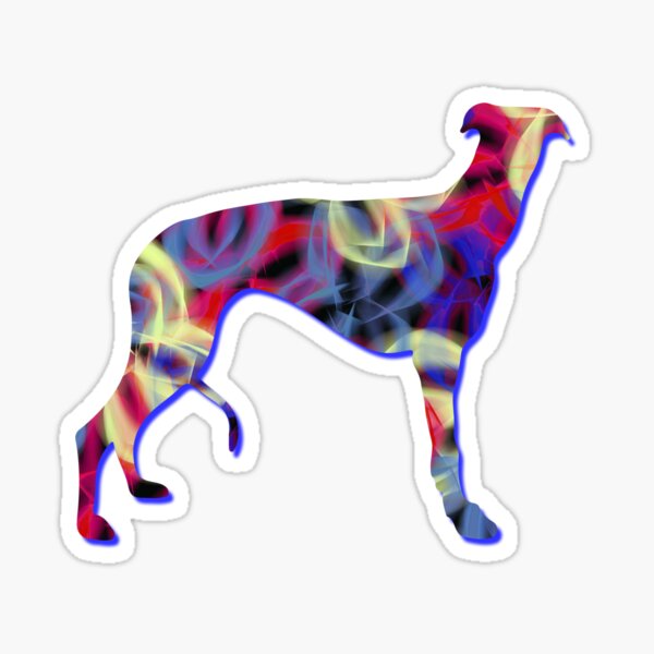 Pegatina «Amo a mi galgo, mariposas de neón, silueta de perro» de ...
