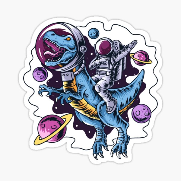 "Spaceman Dinosaur " Sticker for Sale by leen12 | Redbubble