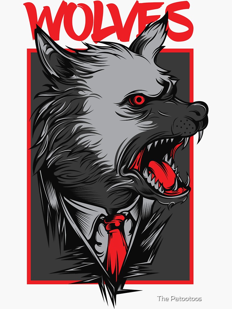 "Real Bosses Around - Mafia Angry Wolf Howling in Suit" Sticker for ...