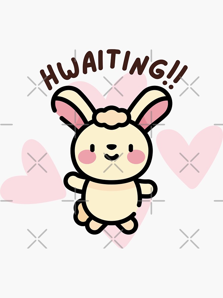 "Cute rabbit Hwaiting with Hearts" Sticker for Sale by Eira-Designs ...