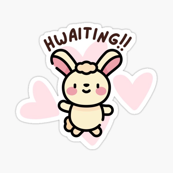 "Cute rabbit Hwaiting with Hearts" Sticker for Sale by Eira-Designs ...