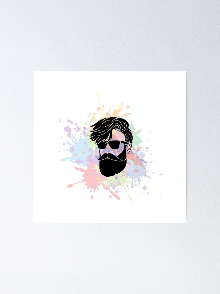 " Bearditude | Bearded Man Design with Color Spash" Poster for Sale by ...