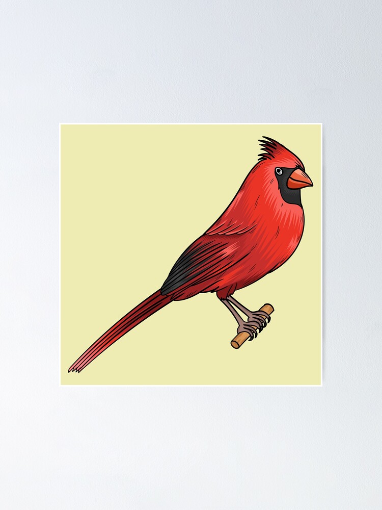 "Northern cardinal bird cartoon illustration" Poster for Sale by ...