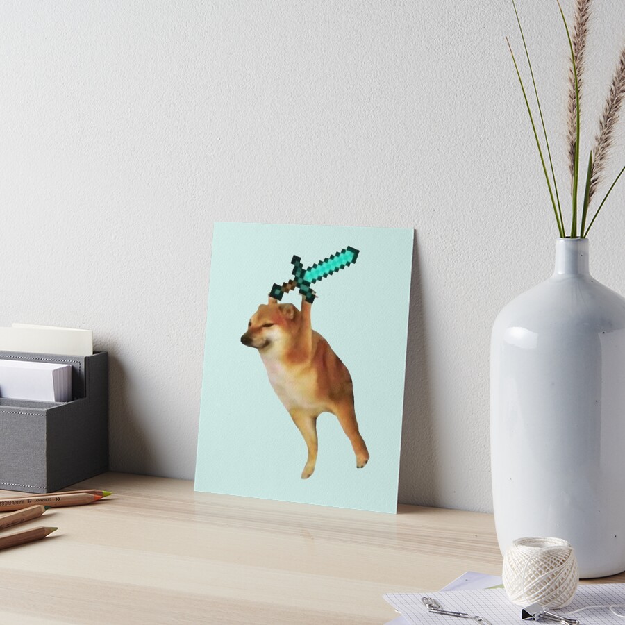"Minecraft Cheems Diamond Sword" Art Board Print by ddkart | Redbubble