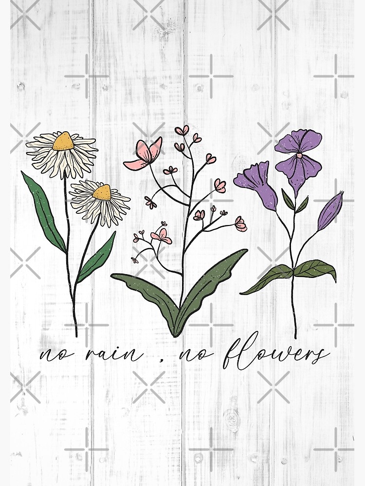 "No rain No flowers Inspirational motivational positivity Quote" Poster ...