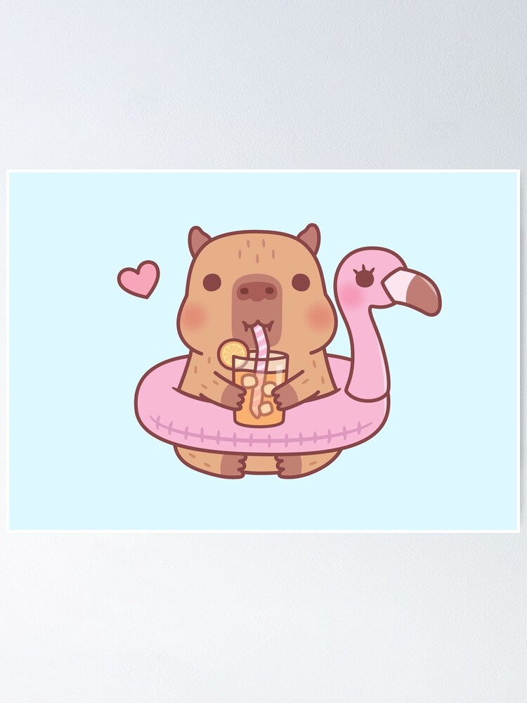 "Cute Capybara With Flamingo Pool Float For Summer" Poster for Sale by ...