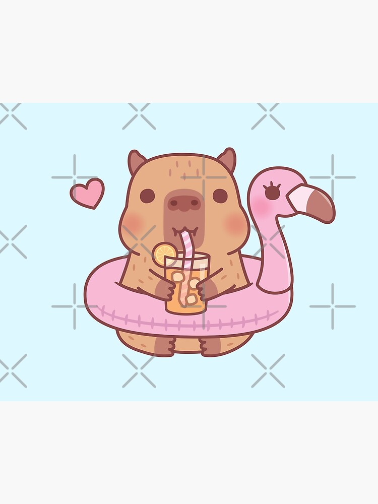 "Cute Capybara With Flamingo Pool Float For Summer" Art Board Print for ...