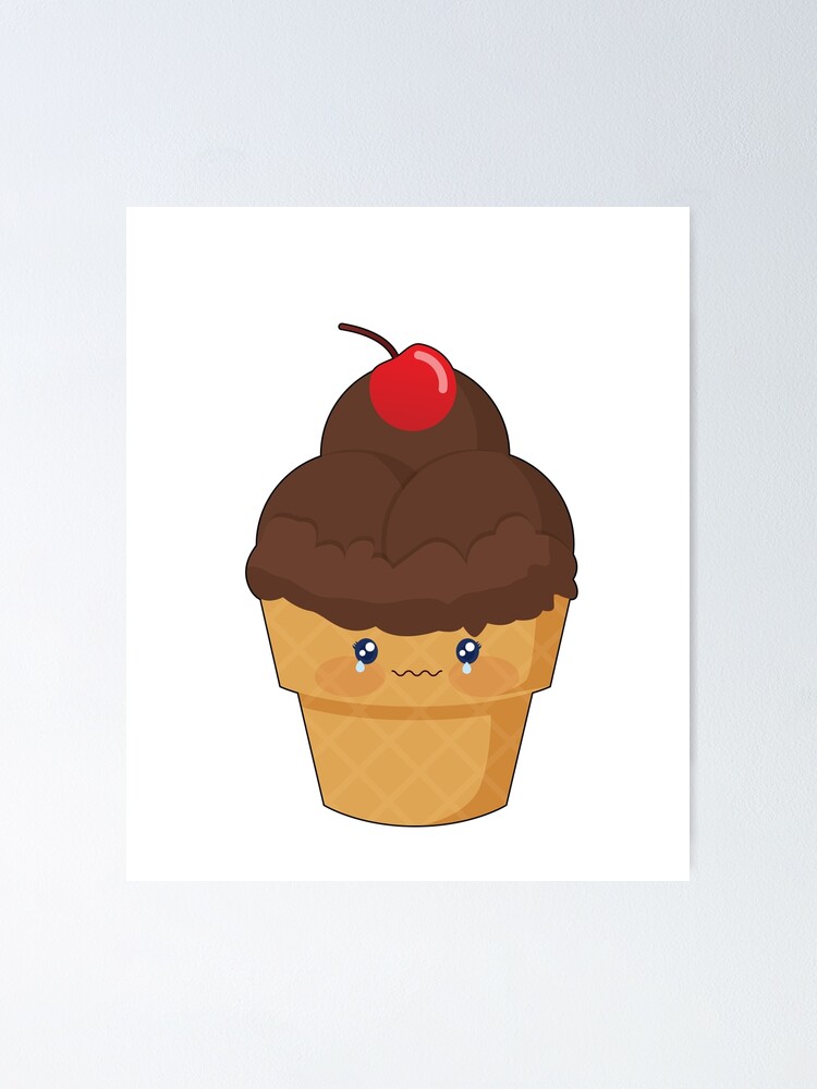 "Funny Chocolate Ice Cream Sundae" Poster for Sale by FruiToon | Redbubble