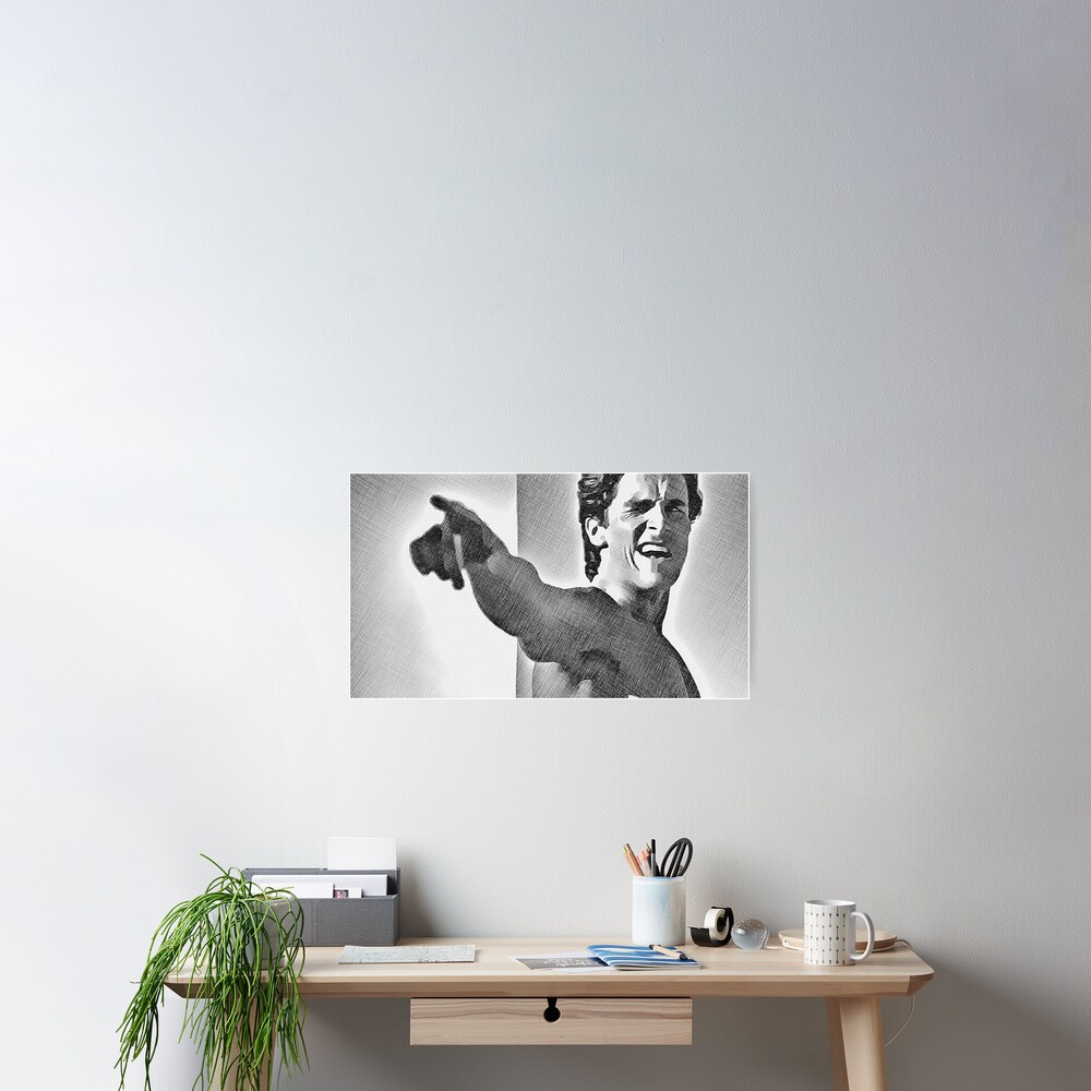 "Patrick Bateman American Psycho Pointing" Poster for Sale by ...