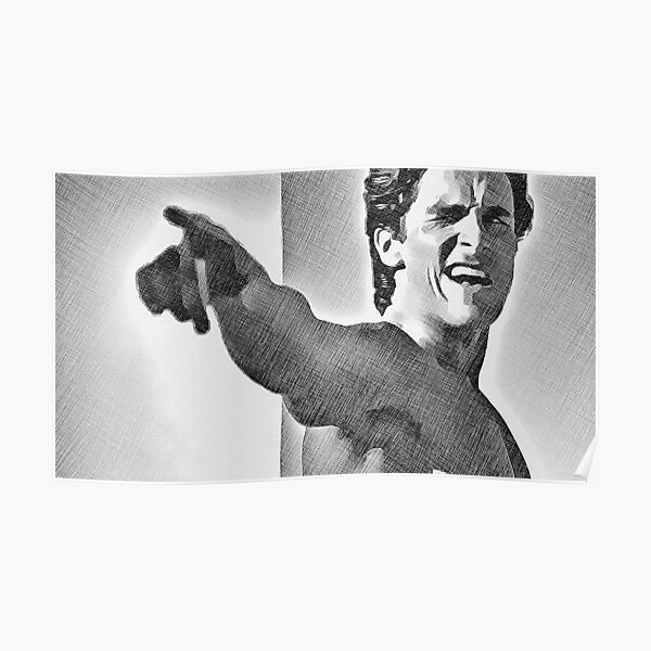 "Patrick Bateman American Psycho Pointing" Poster for Sale by ...