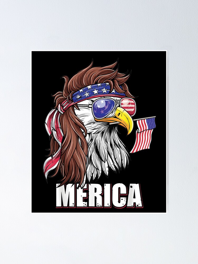 "Happy Fourth of July American Bald Eagle - Mullet Eagle Retro Vintage ...
