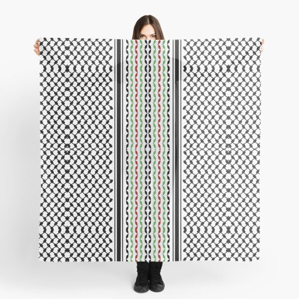 "Multi Colors Vertical Keffiyeh in White" Scarf for Sale by muniralawi ...