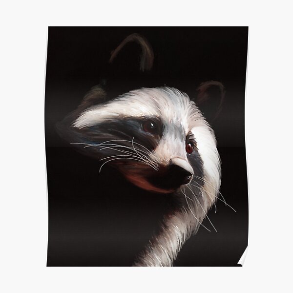Póster «Linda cara de mapache americano vintage, linda pintura al óleo ...