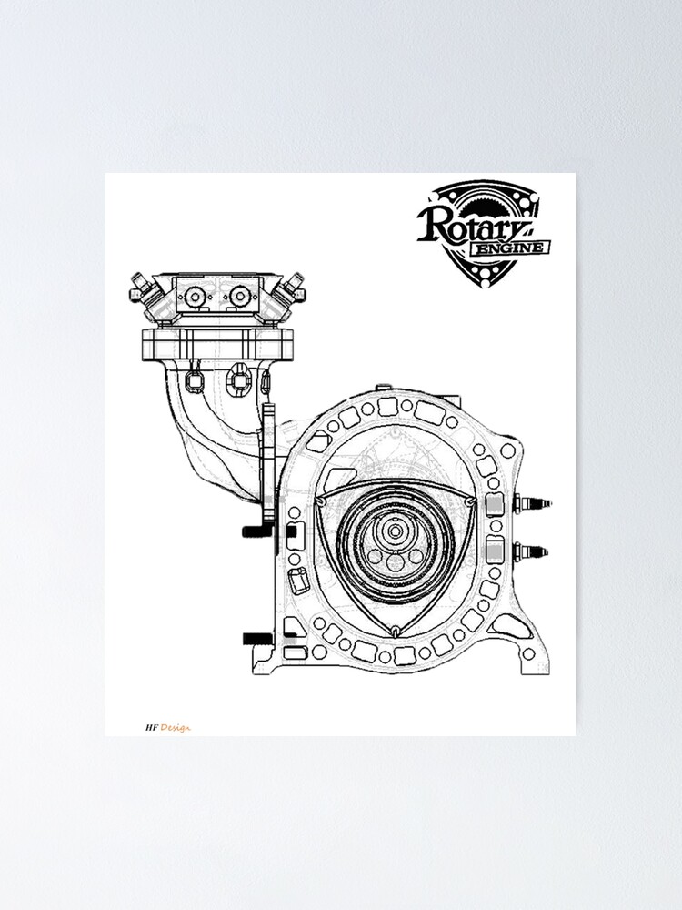 "Mazda Rotary Engine Blueprint for Power 13B" Poster for Sale by ...