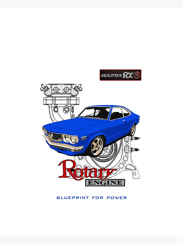 "Mazda RX3 Rotary Engine Blueprint Blue" Sticker by brandonbe | Redbubble