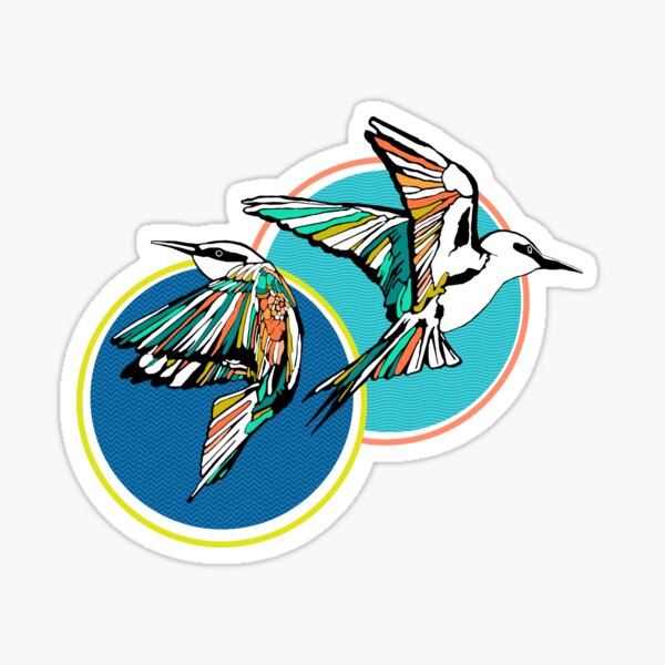 "Rainbow Bee Eater Birds with Blue Graphics" Sticker for Sale by ...
