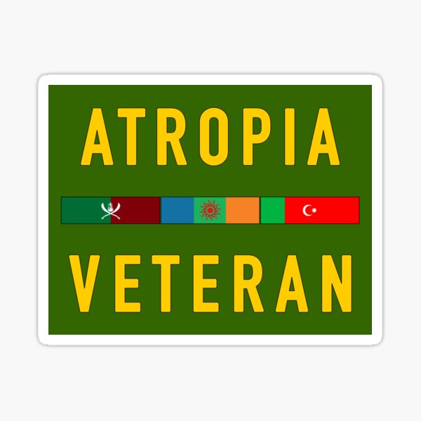 "Atropia Veteran" Sticker for Sale by HighSpeedWear | Redbubble