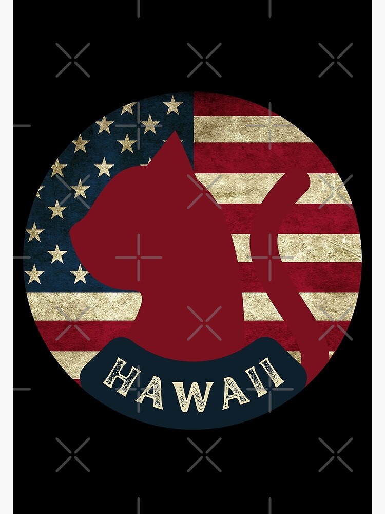 "Hawaii Distressed American Flag Cat Silhouette" Poster for Sale by ...