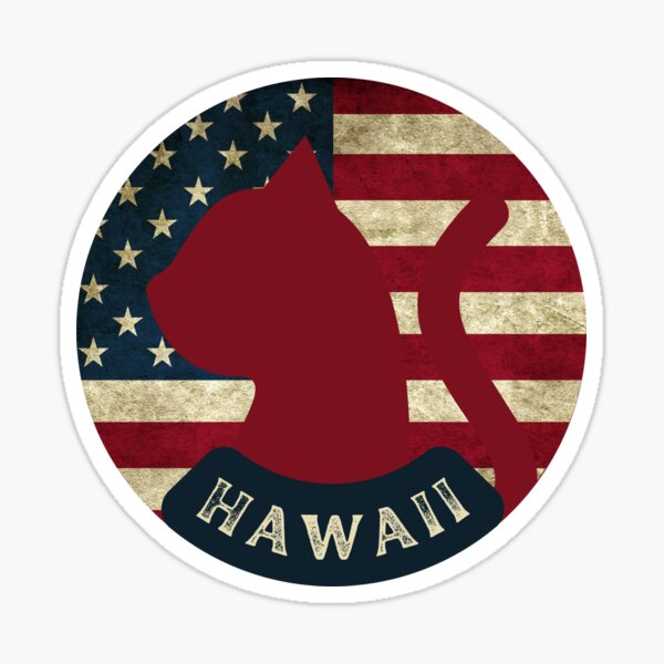 "Hawaii Distressed American Flag Cat Silhouette" Sticker for Sale by ...