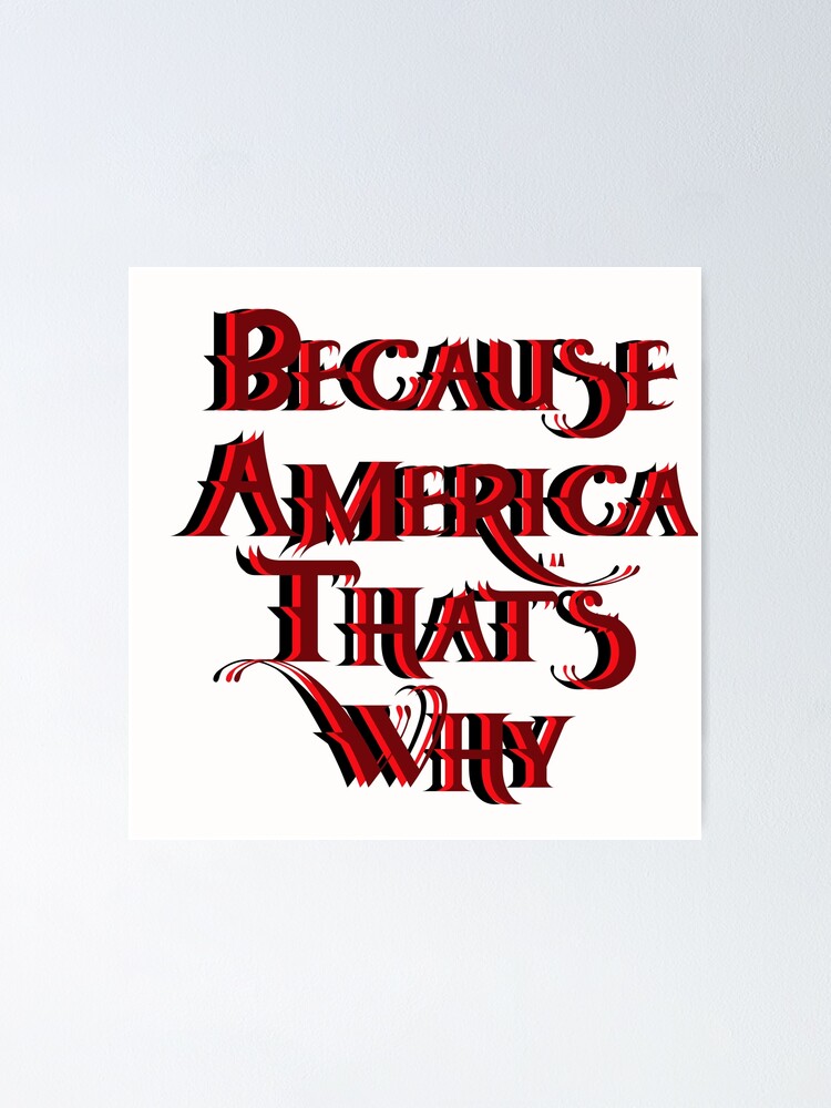 " Because America That’s Why" Poster for Sale by Tataw007 | Redbubble