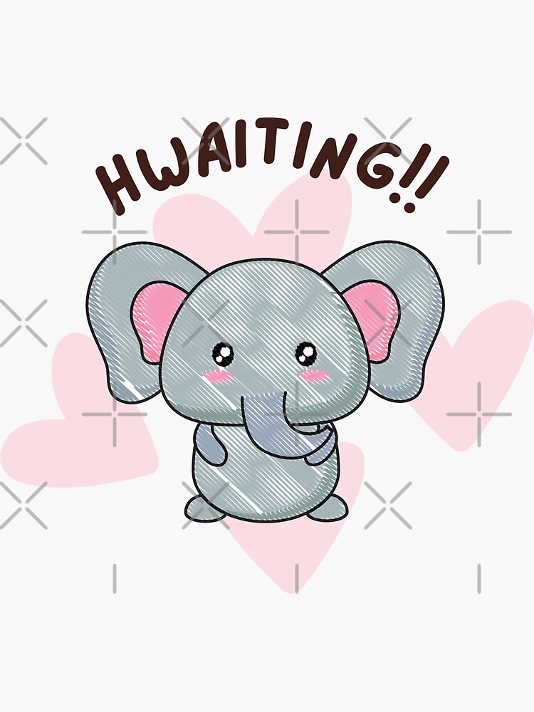 "Cute baby elephant Hwaiting with Hearts" Sticker for Sale by Eira ...