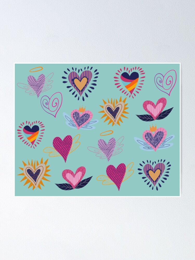 "Cute Heart Design" Poster for Sale by Ngraved | Redbubble