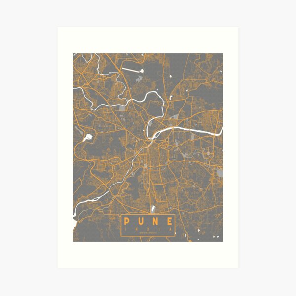 "Pune City Map of Maharashtra, India - Bauhaus" Art Print for Sale by ...