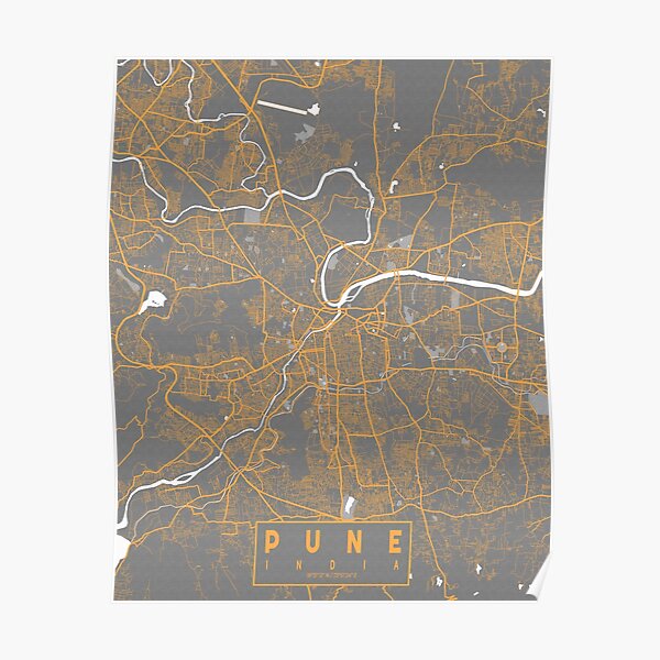 "Pune City Map of Maharashtra, India - Bauhaus" Poster for Sale by ...