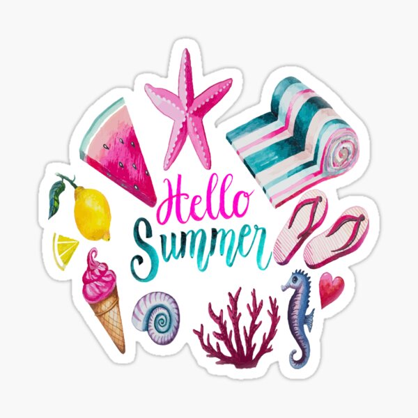 "HELLO SUMMER" Sticker for Sale by BAROY | Redbubble