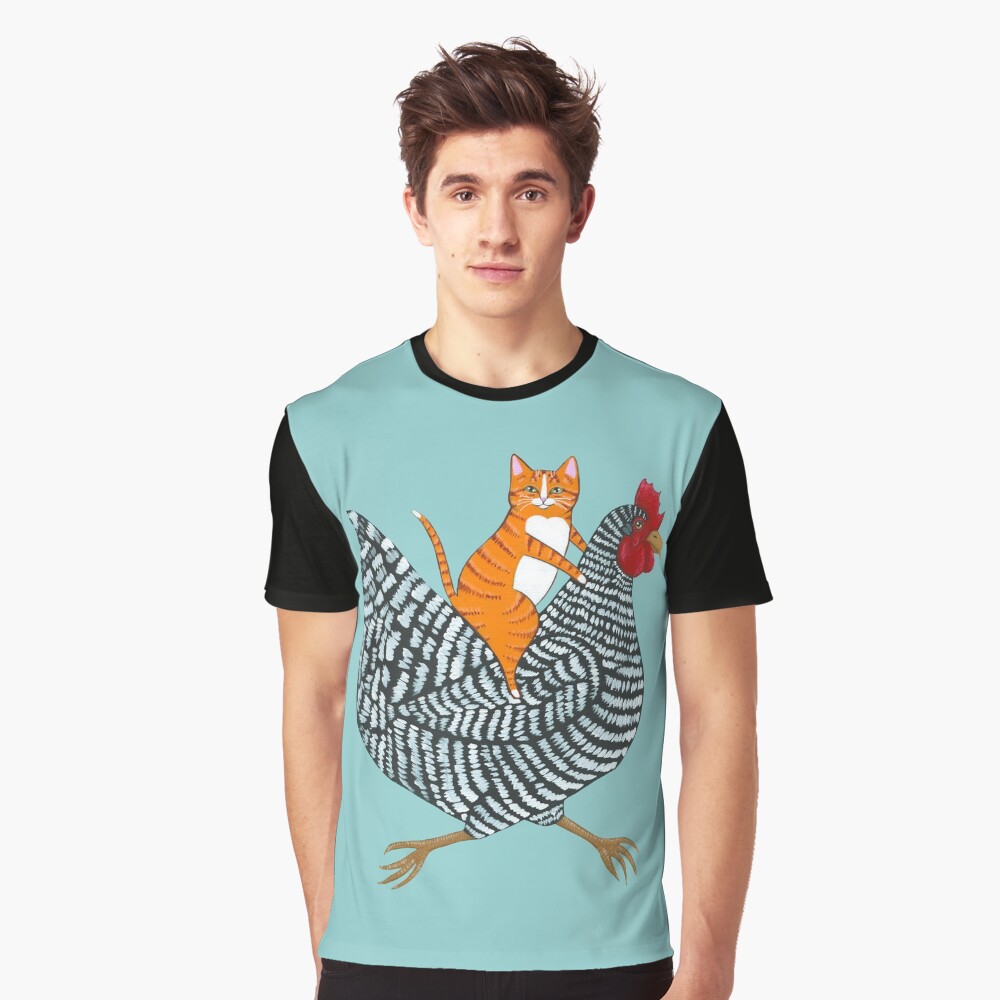 "Ginger Cat Chicken Ride" Art Print for Sale by kilkennycat | Redbubble
