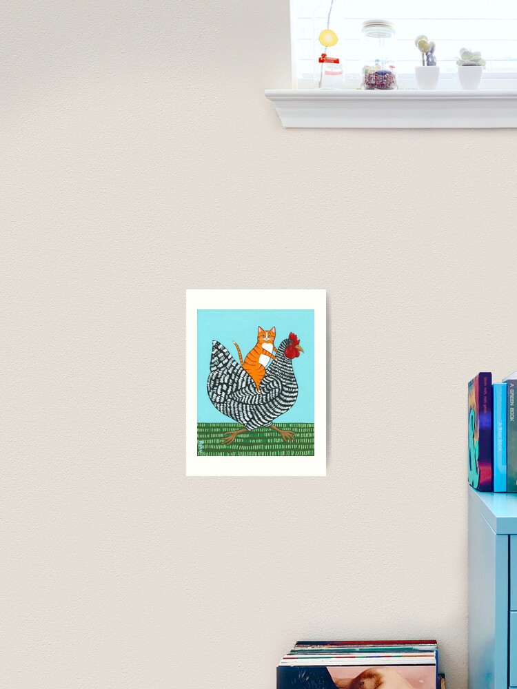 "Ginger Cat Chicken Ride" Art Print for Sale by kilkennycat | Redbubble
