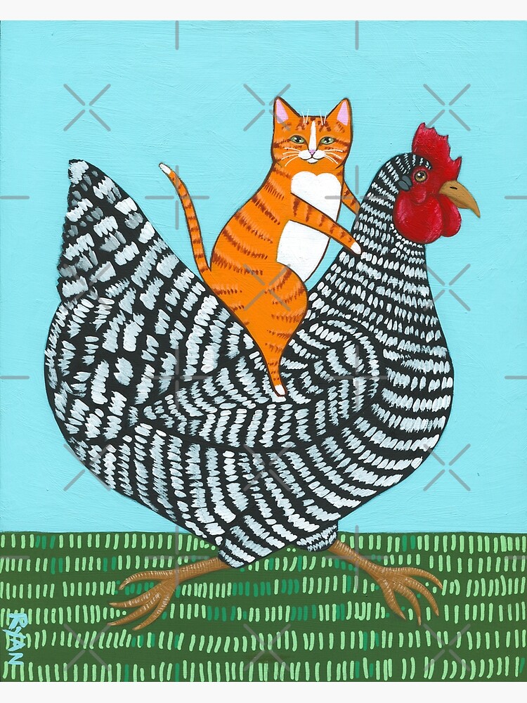 "Ginger Cat Chicken Ride" Art Print for Sale by kilkennycat | Redbubble