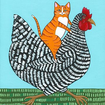"Ginger Cat Chicken Ride" Art Print for Sale by kilkennycat | Redbubble