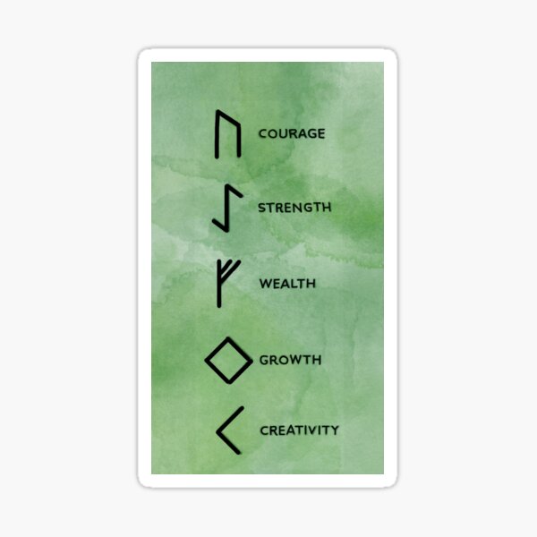 "Bind Runes: Courage, Strength, Wealth, Growth, Creativity" Sticker for ...