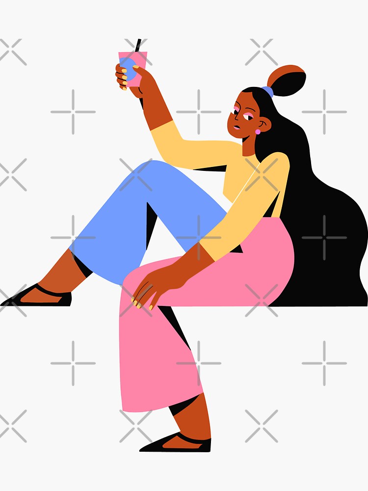 "Girl with long hair " Sticker for Sale by Mialunaa | Redbubble