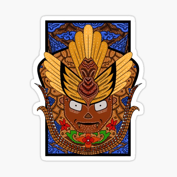 "Javanese face mask and batik" Sticker for Sale by nickardi | Redbubble