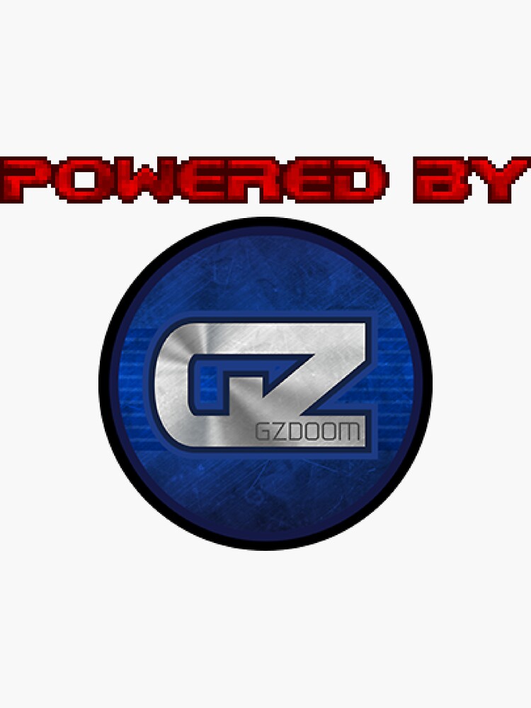 "Powered by GZDoom" Sticker for Sale by kevansevans | Redbubble